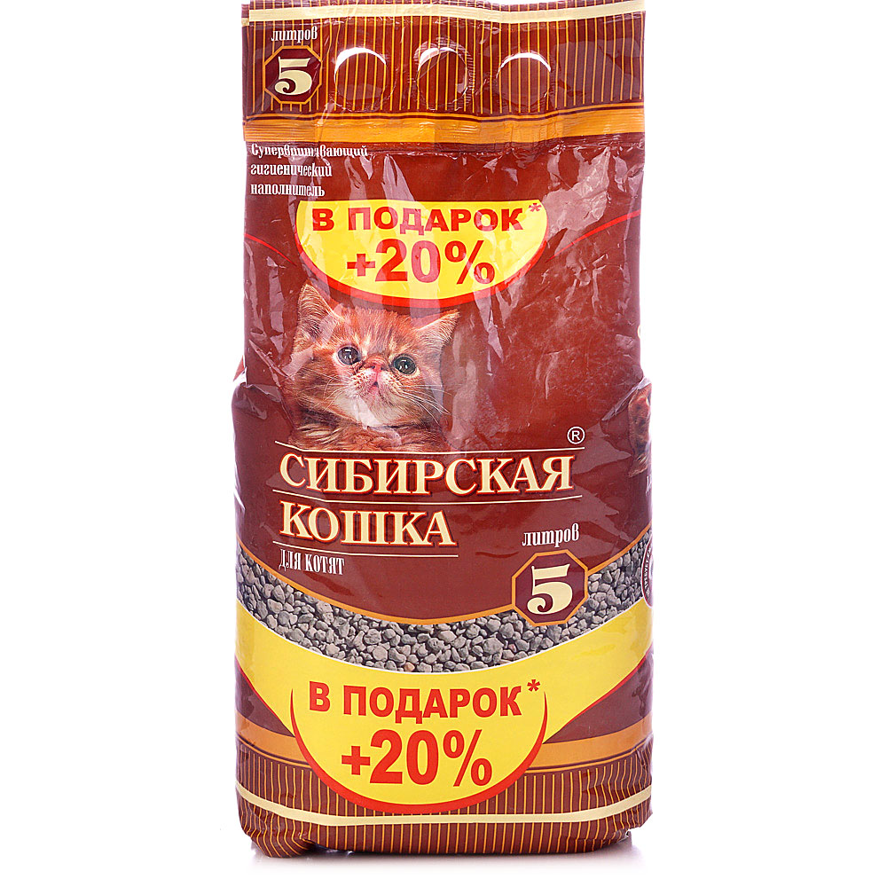 Наполнитель для кошачьих туалетов впитывающий Сибирская кошка для котят 5л купить за 308 руб с