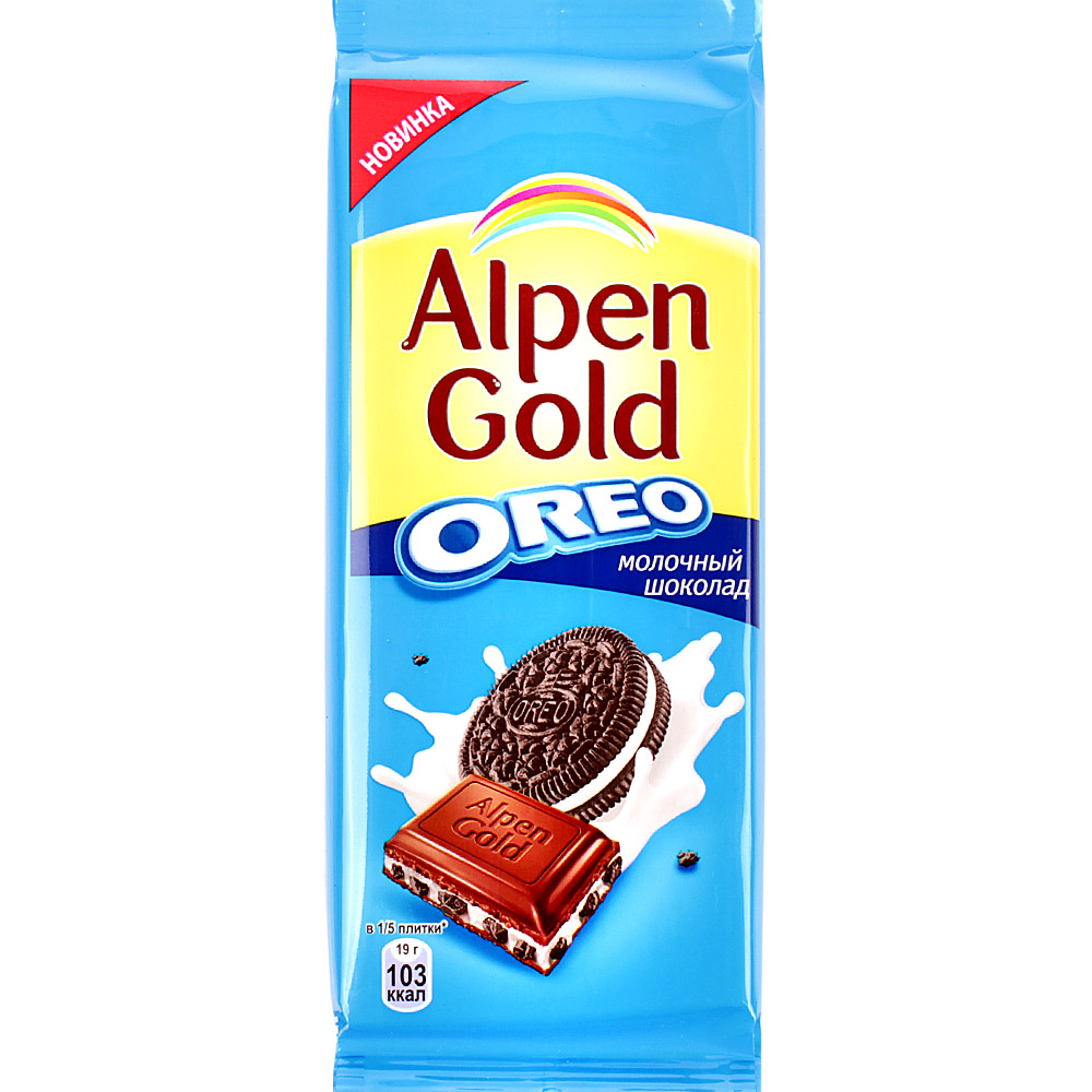 Шоколад Альпен Гольд 90г молочный Oreo купить за 119 руб с доставкой