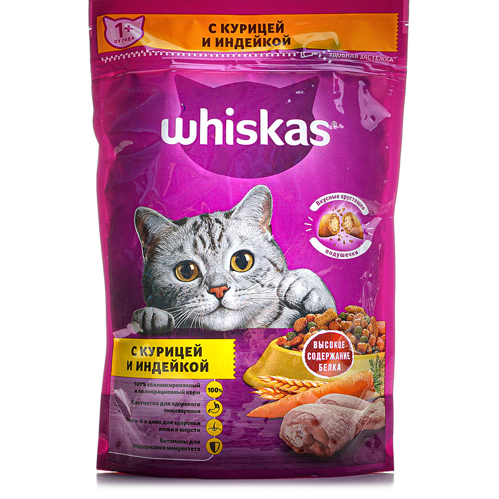 Вискас подушечки 350г паштет Курица/индейка 1/11 для кошек купить за ...