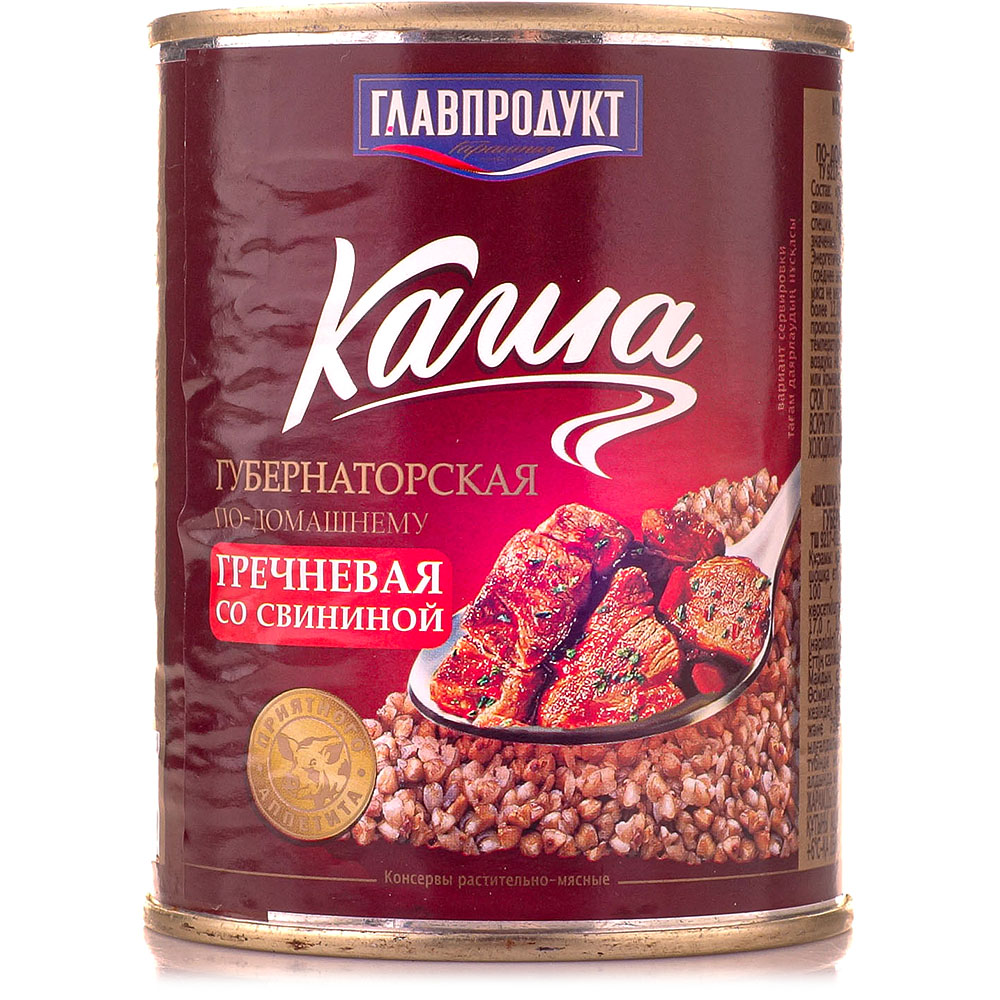 Каша ГлавПродукт гречневая со свининой 340г ж/б купить за 103 руб. с ...