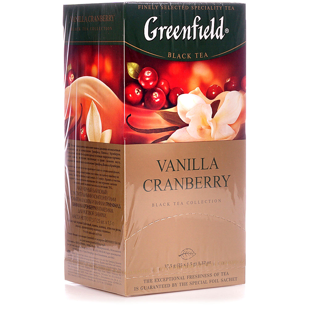Чай Гринфилд 25пак Vanilla Cranberry черный купить за 126 руб. с ...
