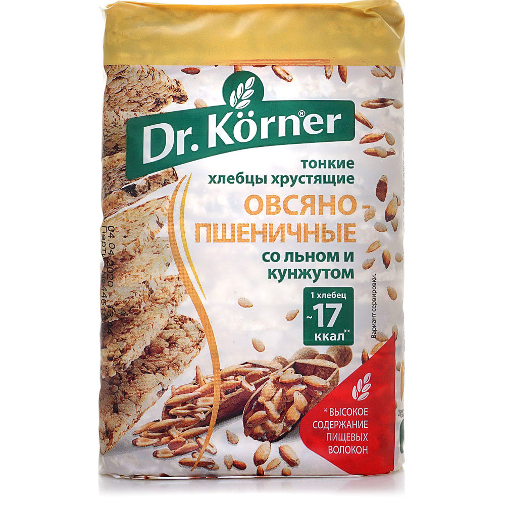 Хлебцы Dr. Korner 100г Овсяно-пшеничные со льном и кунжутом купить за ...