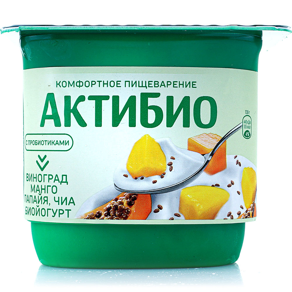 Йогурт АктиБио 130г виноград-манго-папайя-чиа купить за 134 руб. с ...